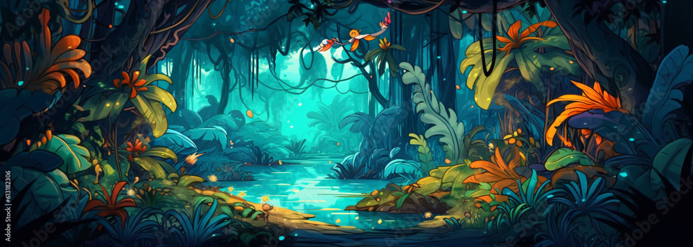 Magic pathway in magical colorful forest, digital concept art. Fantasy ...