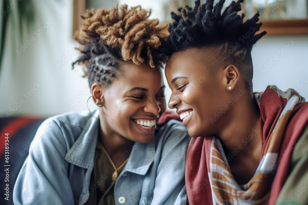 Multicultural generative ai lesbian couple practicing mindfulness ...