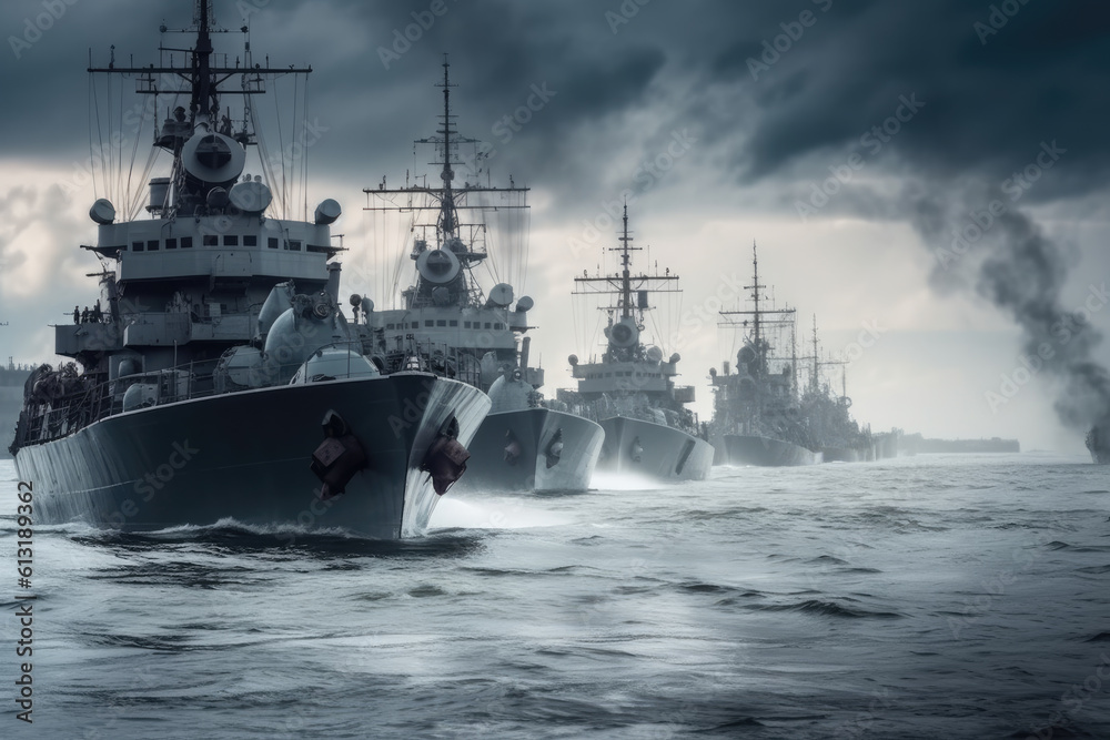 Naval warships. Uboats in a active combat zone. Battleships in the navy ...