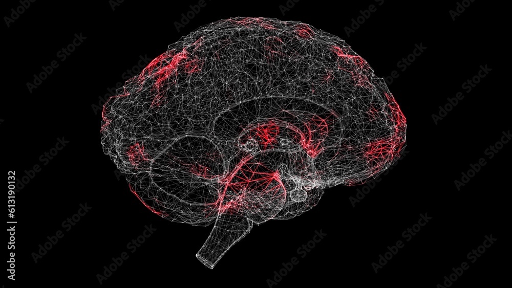 3D Brain Scan. Brain Scanning Interface. HUD Brain analyze. Medical ...