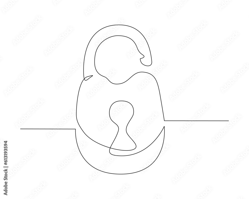 Vektorová grafika „Continuous one line drawing of padlockwith key hole ...