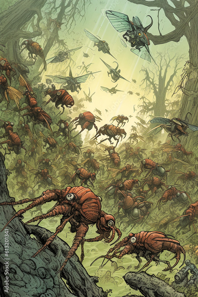 Ilustracja Stock: Mutant Insects, Comic Book, Graphic Novel Style ...