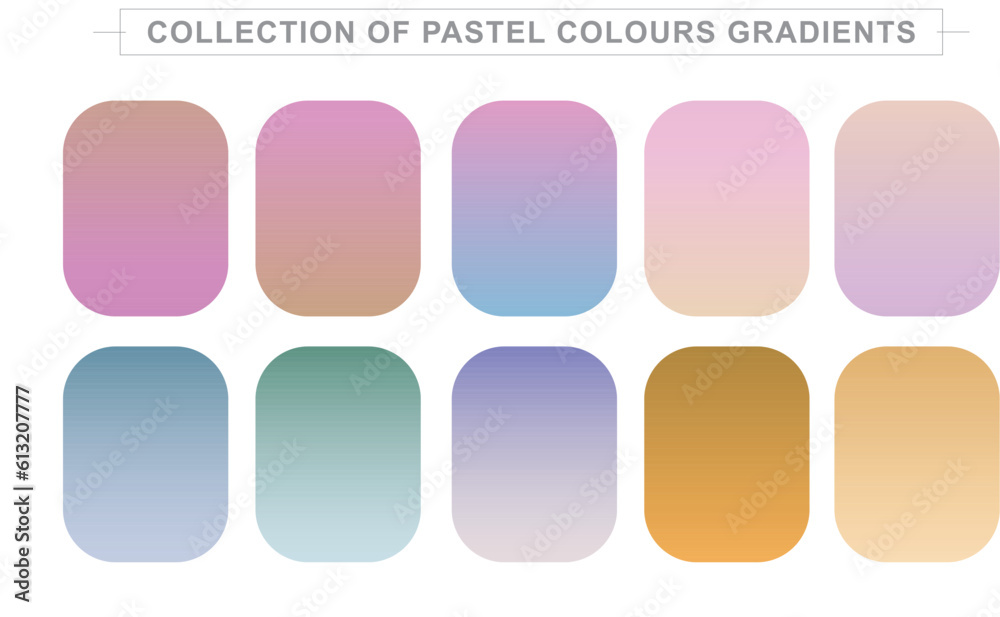 Soft pastel gradient smooth and vibrant color background set for ...
