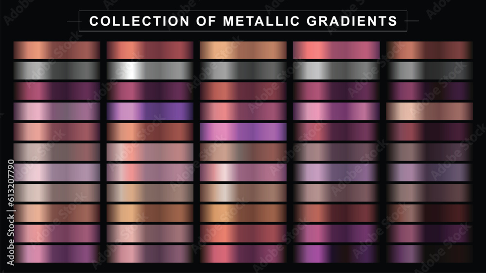 Vector set of metallic gradients. A set of luxury colour. Metal ...