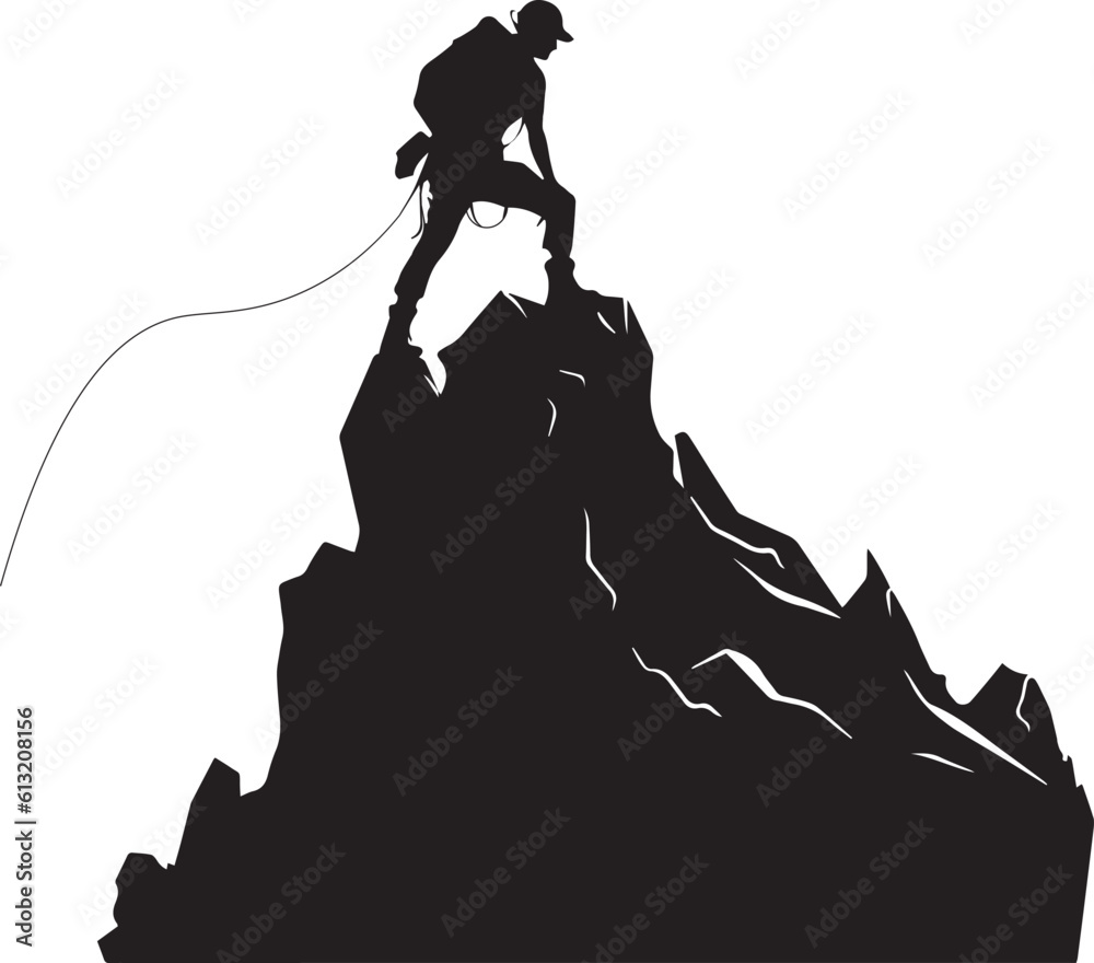 Poster Climbing the mountain, man climbing a mountain, Vector ...