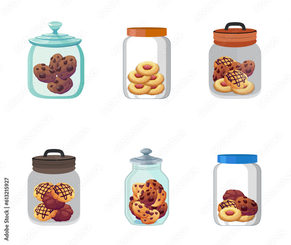 Best Cookie Jar Set Vector Illustration. Flat Clip Art Illustration ...
