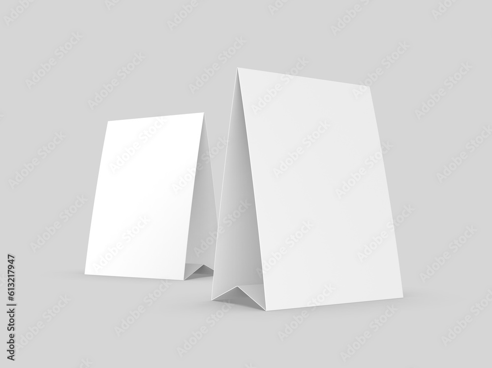 Table tent card template. Blank white 3d illustration. Stock ...