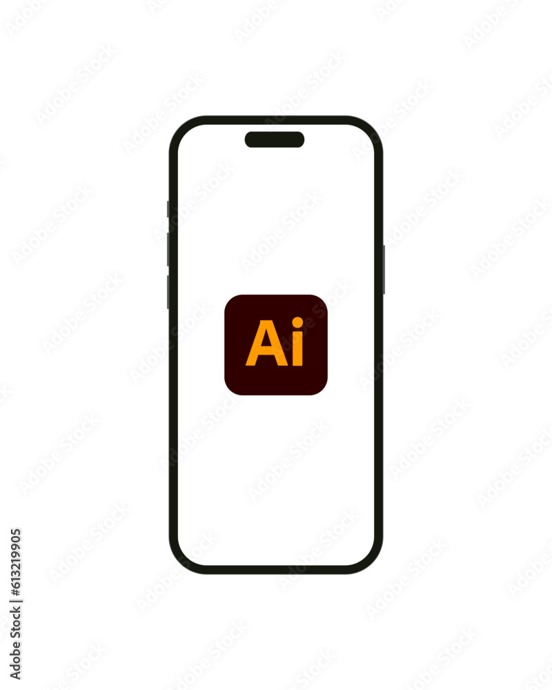 Vecteur Stock Adobe Illustrator logo isolated on the smartphone iPhone 14 screen. Illustrator is ...