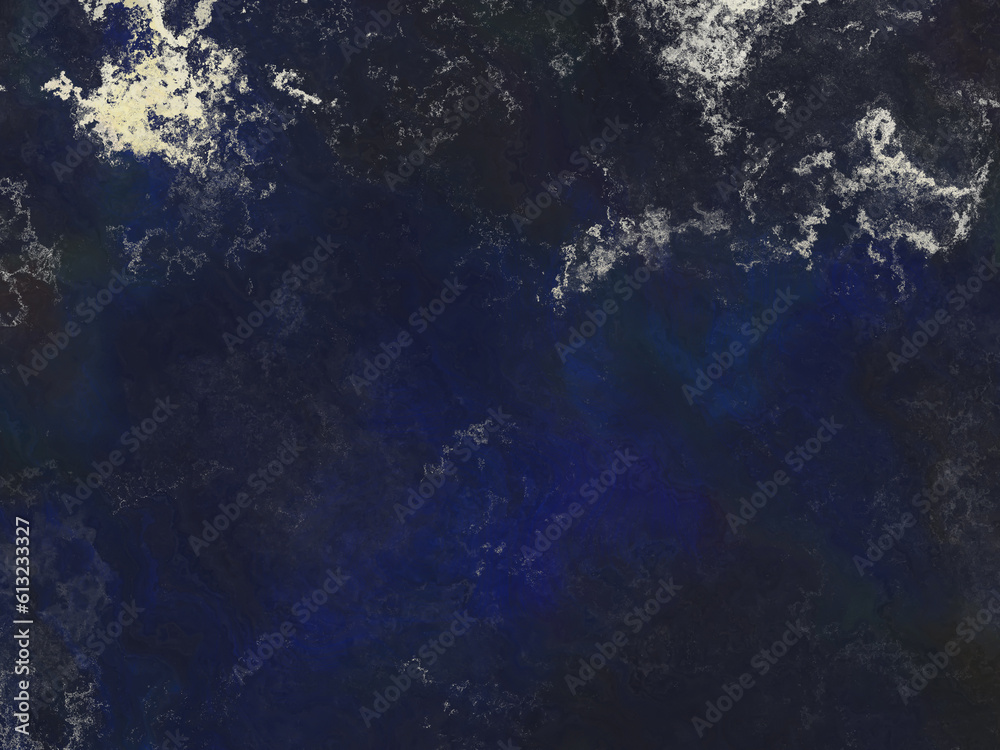 Grunge old dark navy blue creepy wall background with black faint and ...