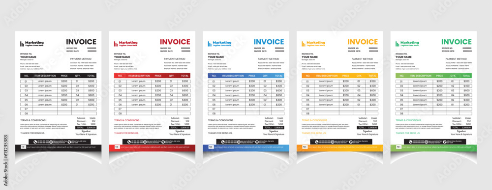Vetor de Corporate business colourful invoice template design with a4 ...