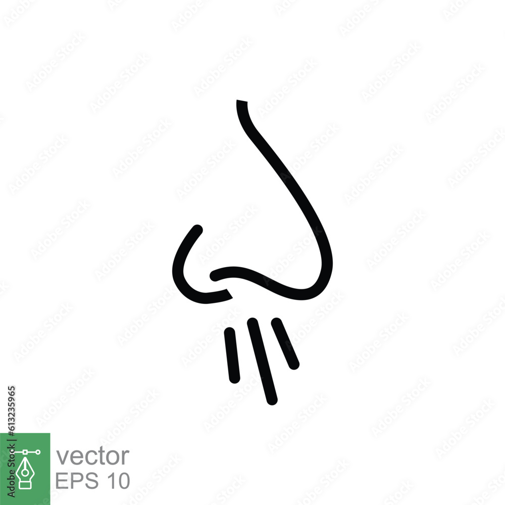 Runny nose icon. Simple outline style. Allergy, congestion, rhinitis ...