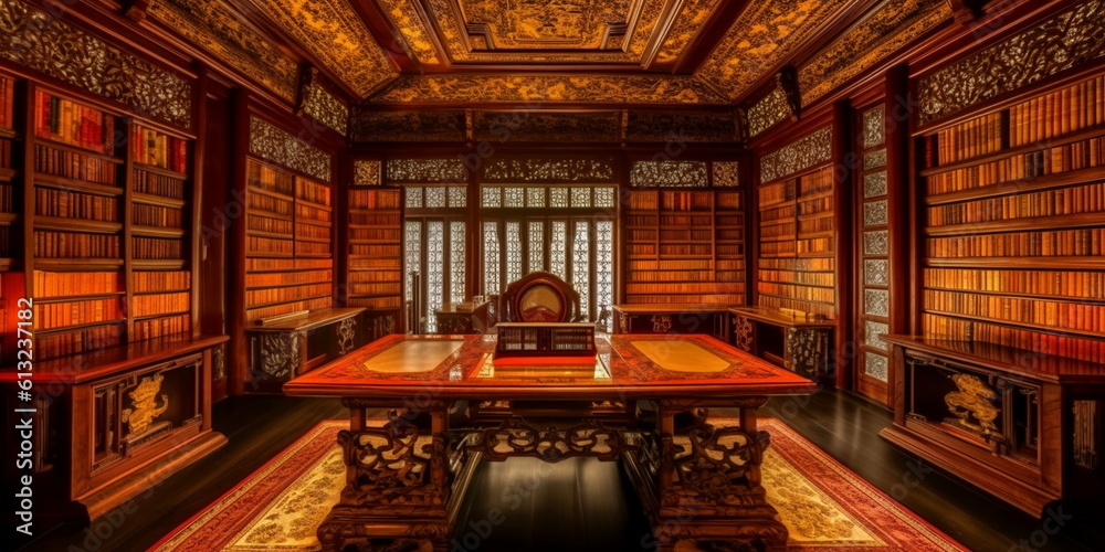Luxurious Ancient Chinese Library Libraries in ancient, Generative AI ...