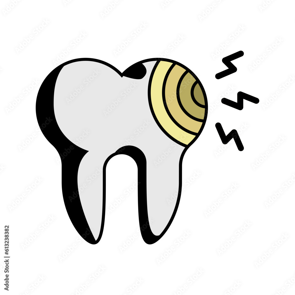 Toothache or painful teeth concept, dental abscess vector icon design ...