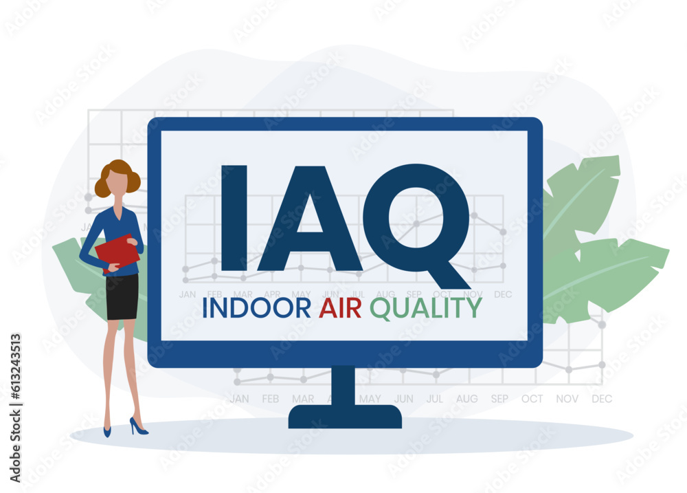 IAQ - Indoor Air Quality acronym. business concept background. vector ...