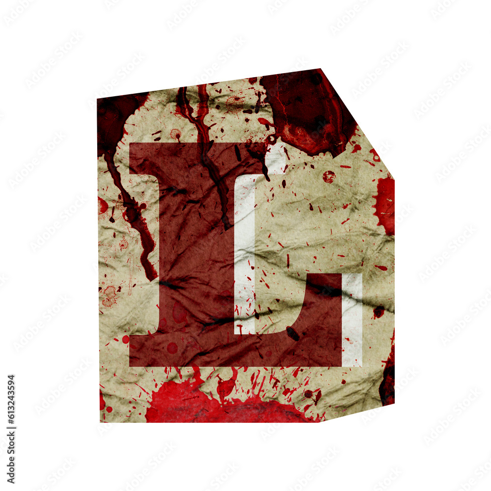 Cut out ransom alphabet green letter L Criminal collage style English ...