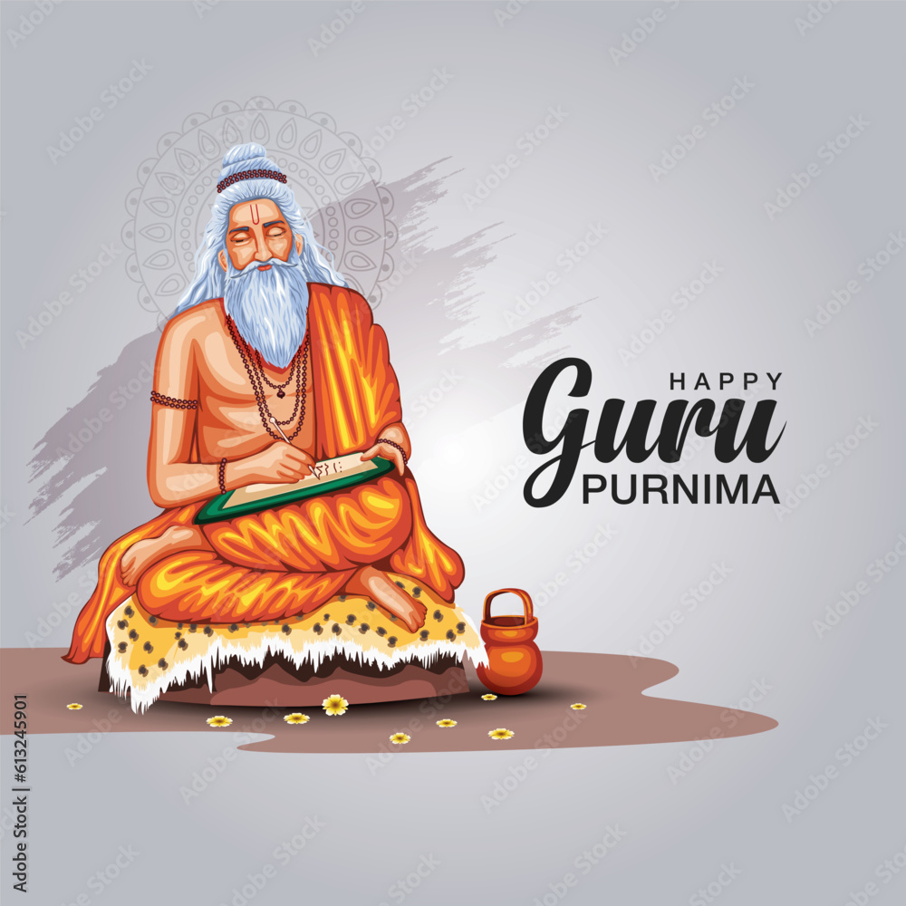 guruHappy guru Purnima With writing Vector Illustration design Stock ...
