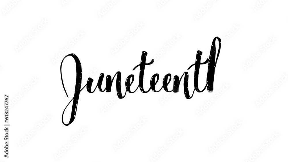 Juneteenth Day June 19. Handwriting Lettering Animation. Text in Black ...