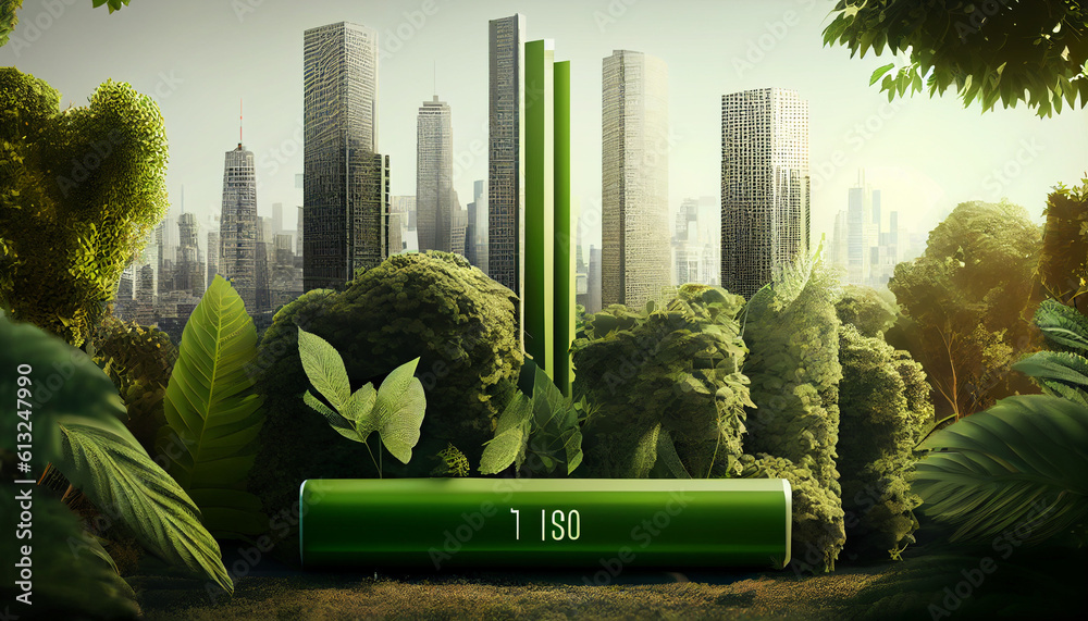 Corporate social and environmental responsibility represented by a bar ...