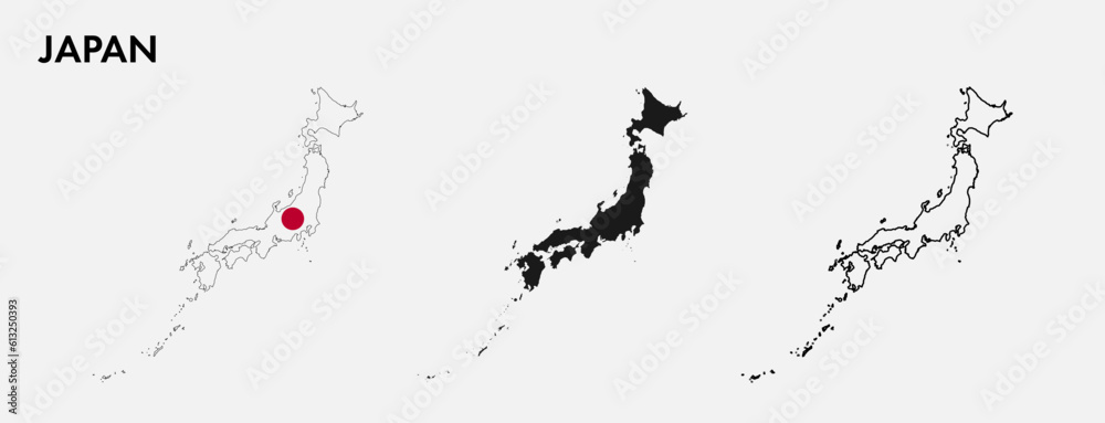 Set of Japan map isolated on white background, vector illustration ...