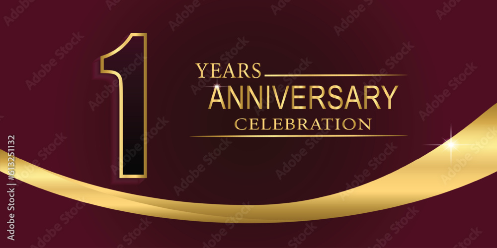1st Year anniversary celebration background. Golden lettering and a ...