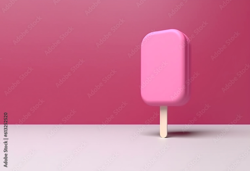 Ghiacciolo alla fragola 3d succoso su sfondo tono su tono rosa shocking ...