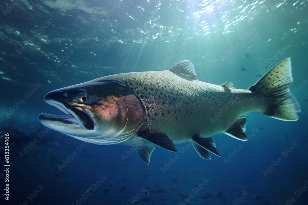Salmon Swimming In Ocean