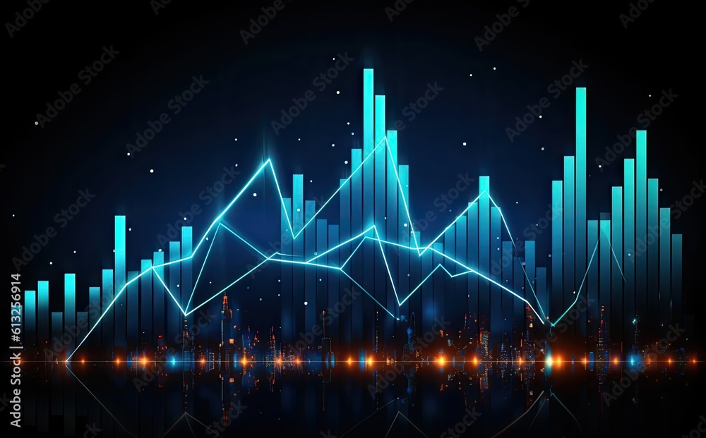 Graph showcases an ascending trend, representing business success and ...