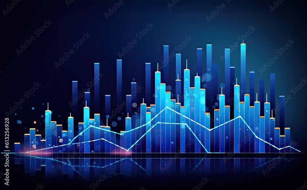 Graph showcases an ascending trend, representing business success and ...
