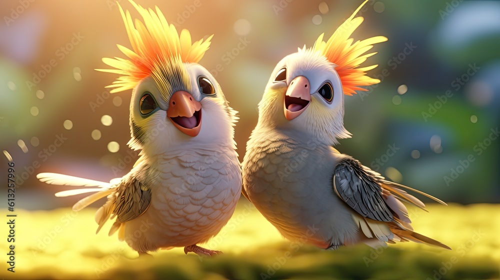 A cute Lutino Cockatiel bursts into laughter, sharing a joyful moment ...