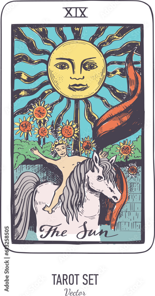 Vector hand drawn Tarot card deck. Major arcana . Engraved vintage ...