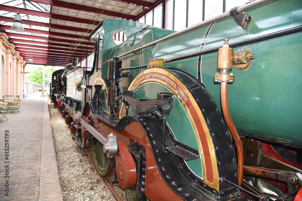 Utrecht, Netherlands. May 8, 2023. Old trains at the railroad museum in ...