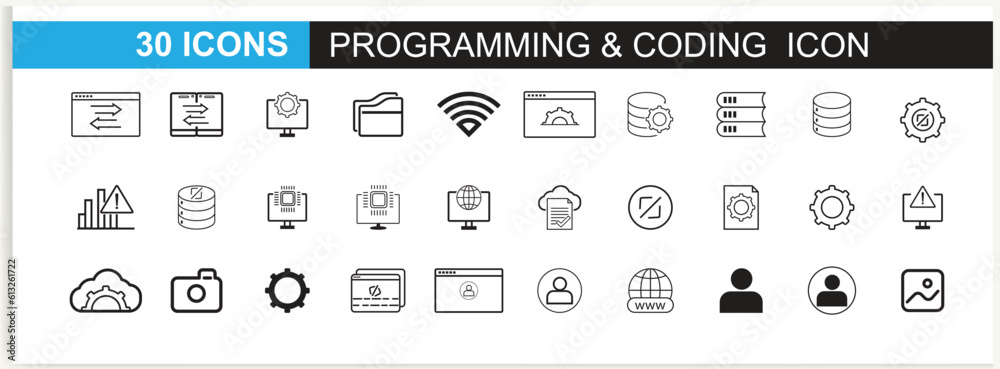 Developer Icon Set Included The Icons As Code Programmer Coding Mobile App Api Node Connect
