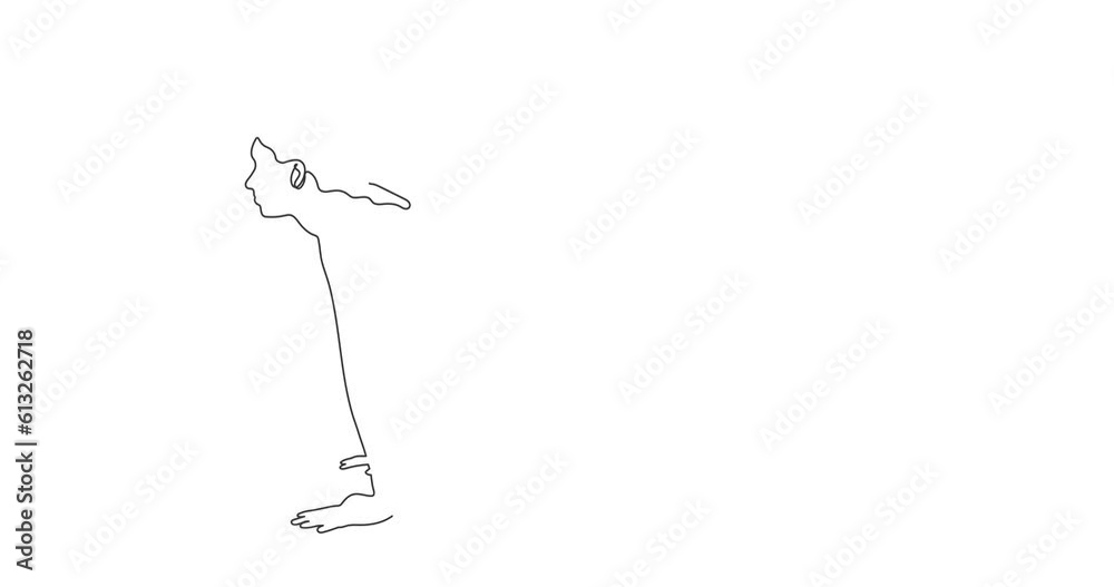 slim woman yoga workouts Continuous line drawing animated video. slim ...