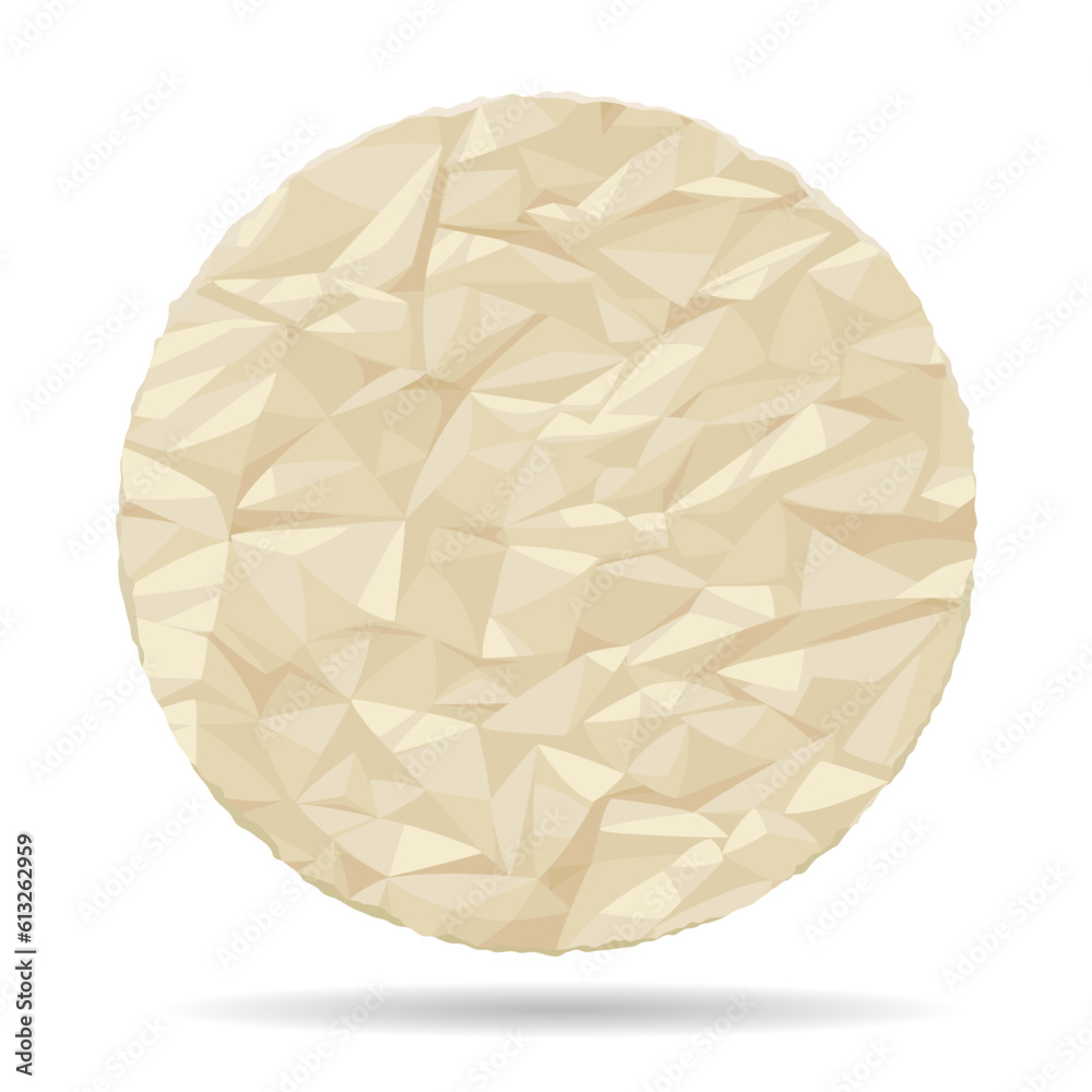 Round frame and banner with texture of beige torn and crumpled paper ...