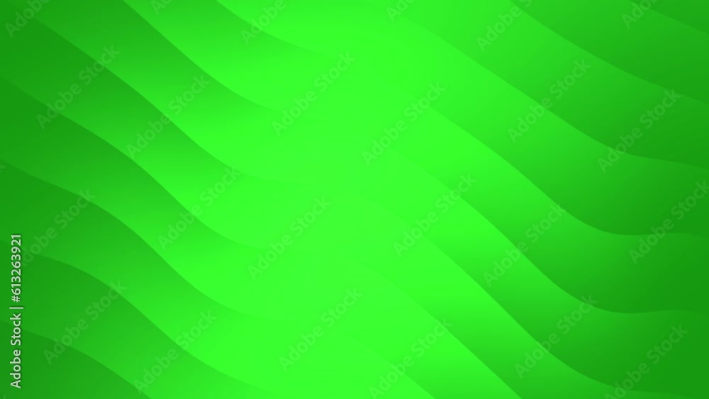 Animated background with linear waves with shades of green color and a ...