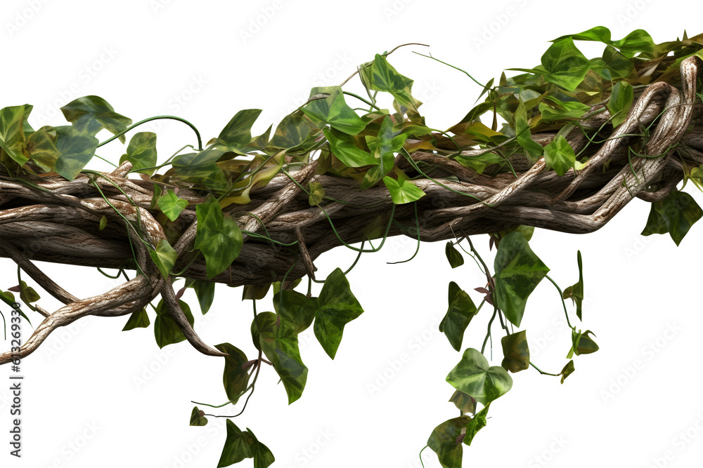 circular vine at the roots. Bush grape or three-leaved wild vine ...