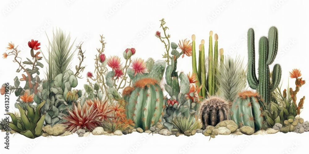 Cactus Oasis Wall Art collection of cacti in various shapes and sizes ...