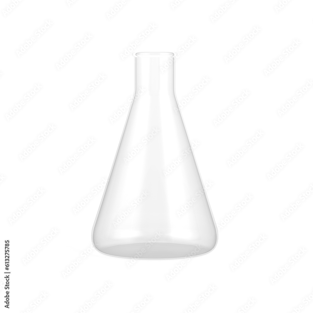 Conical flask isolated on white background. Erlenmeyer flask ...