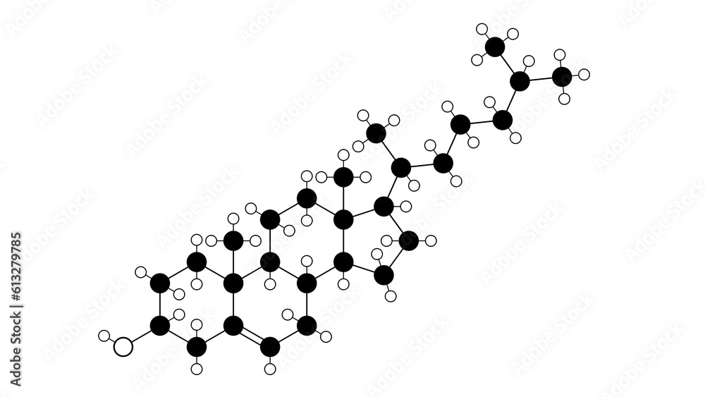 cholesterol molecule, structural chemical formula, ball-and-stick model ...
