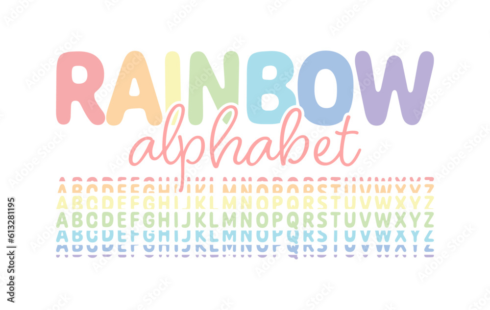 Rainbow Alphabet Colorful Stacked Font Echo Effect Letters Stock Vector ...