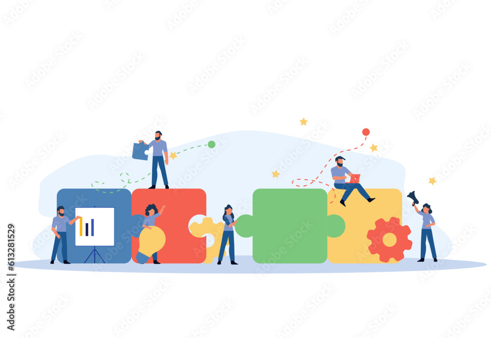 Puzzle team work vector illustration concept partner. Partnership ...