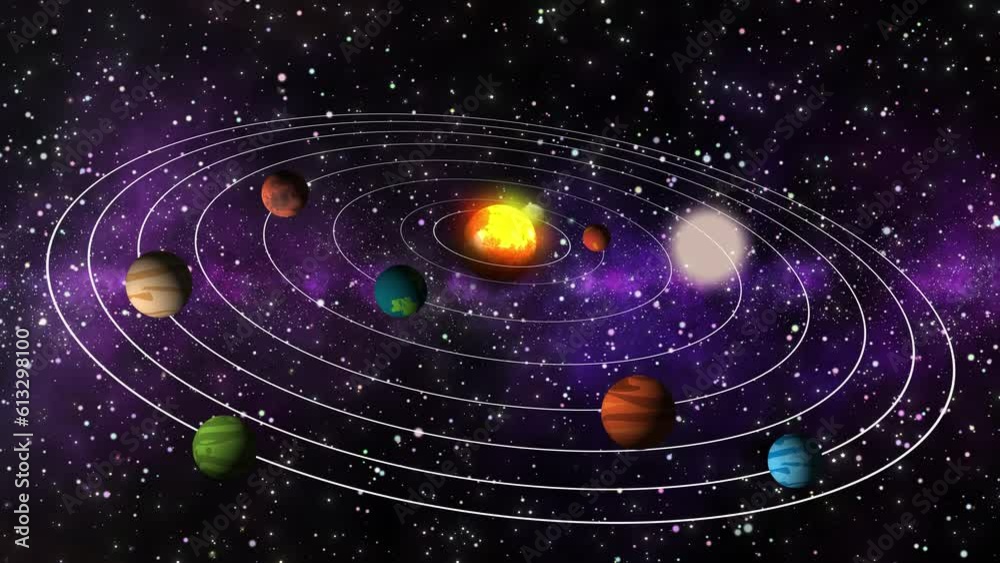 Colorful Cartoon Solar System Space Background, Cartoon Animation Space ...