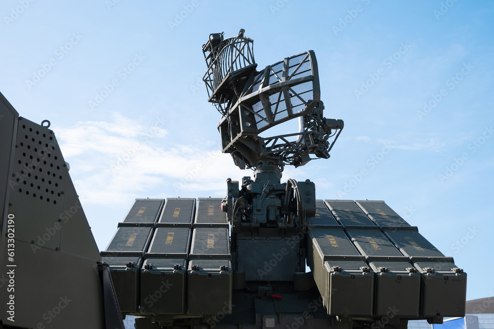 Radar system on military equipment. Modern military equipment Stock ...