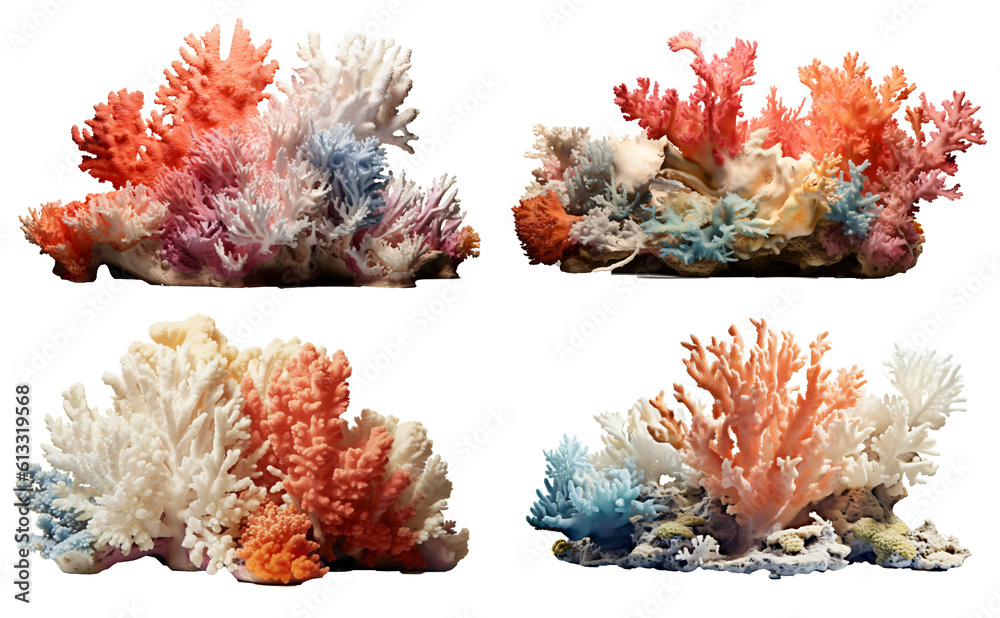 Set of sea coral, coral reef on the transparent background PNG. Top ...