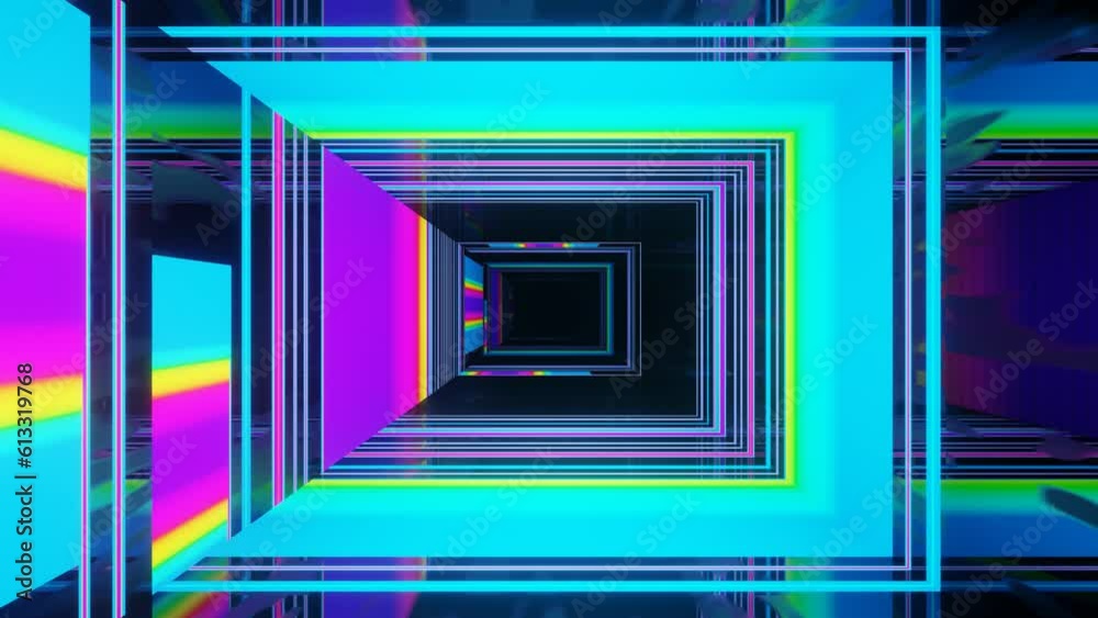 multicolor pattern. 4k seamless looped animation. Fly through mirror ...