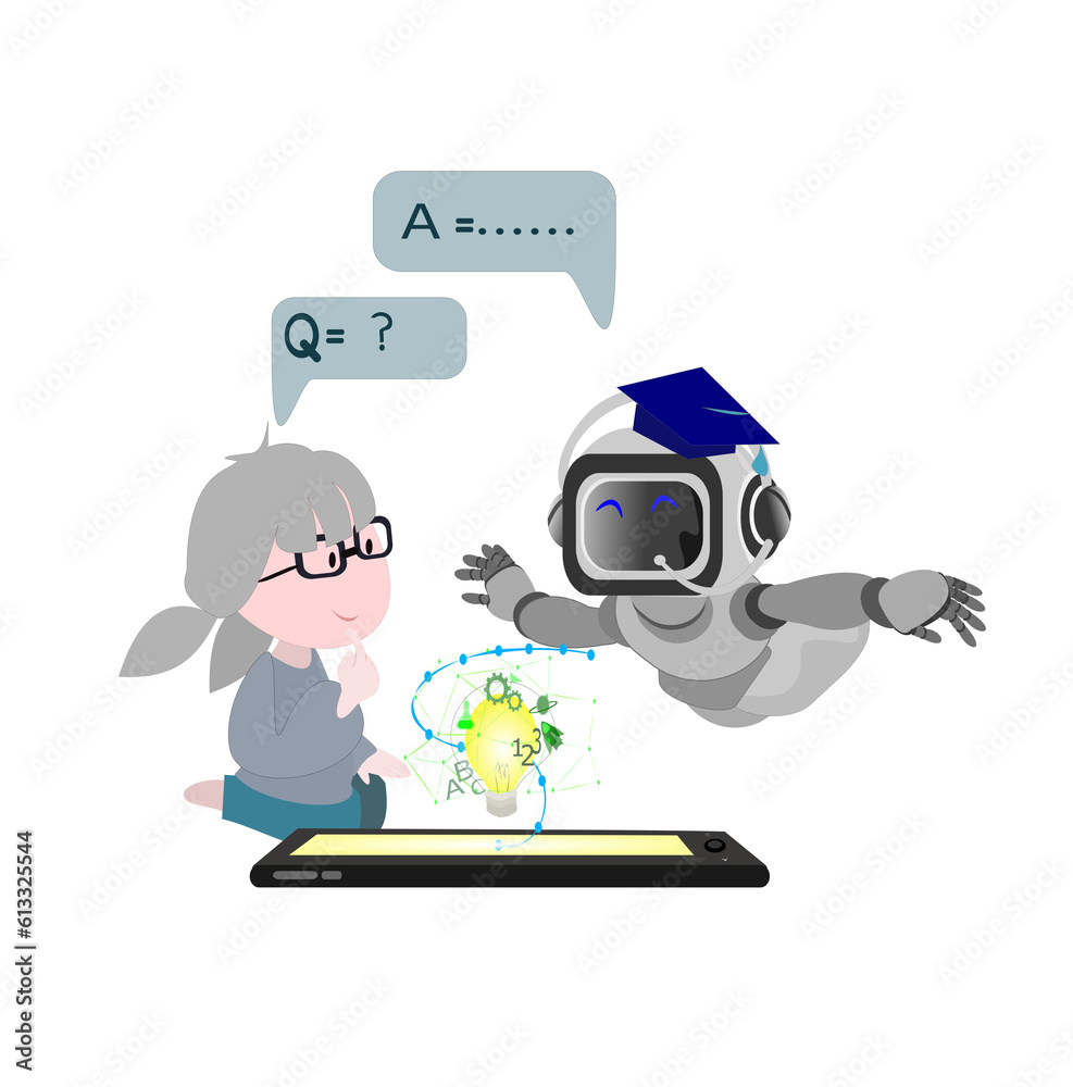 Png Illustration cute cartoon kid mascot ai education concept ...