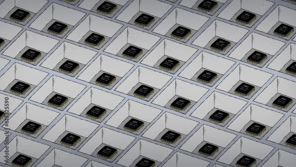 Office cubicles with more chip processors. Artificial intelligence ...