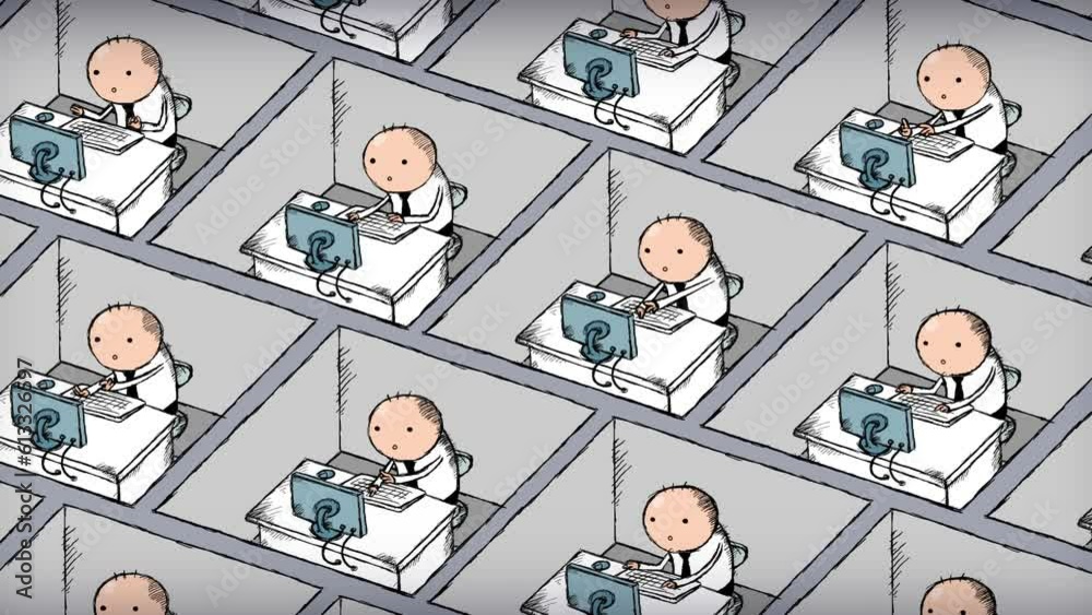 Office cubicles with a little color employees version. Simple office ...