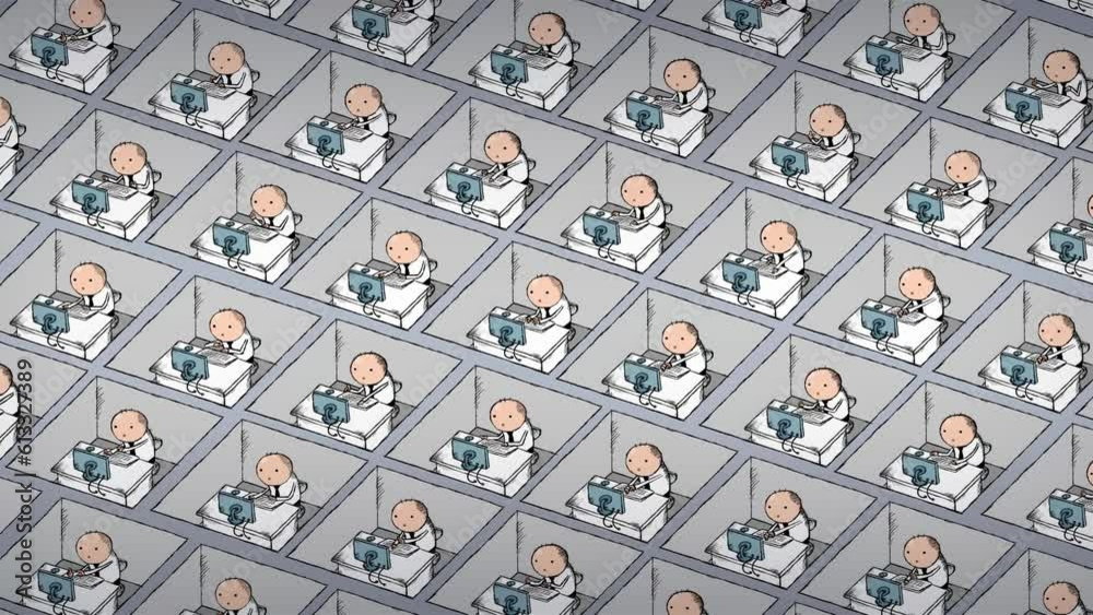 Office cubicles with a little color more employees version. Simple ...