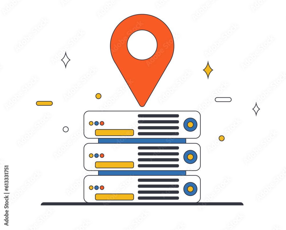 Vector illustration of server location icon on white background. Modern ...